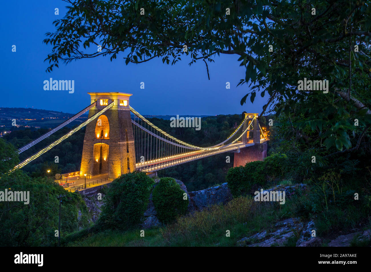A view of the iconic Clifton Suspension Bridge in Bristol, England ...