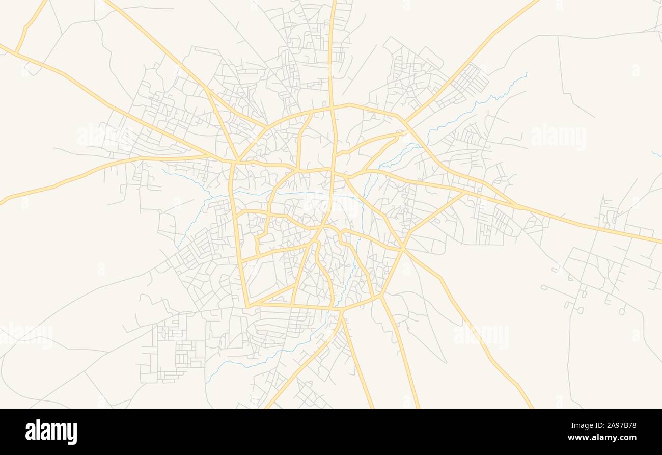 Printable street map of Bida, Nigeria. Map template for business use ...