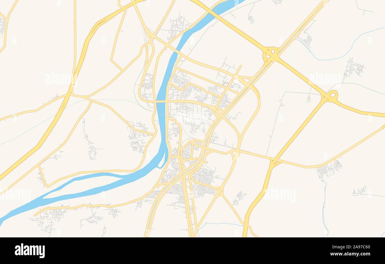 Printable street map of Banha, Egypt. Map template for business use ...