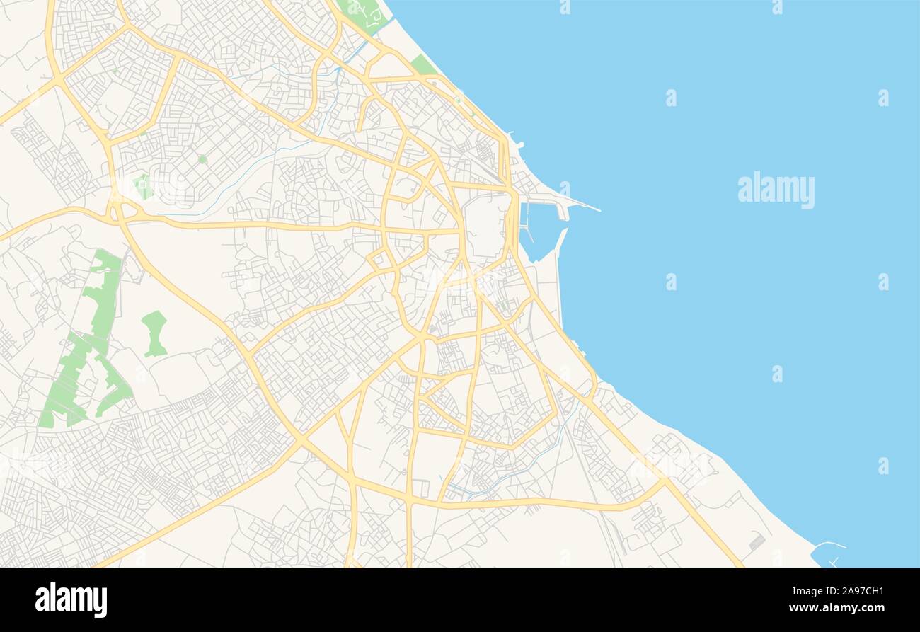Printable street map of Sousse, Tunisia. Map template for business use ...
