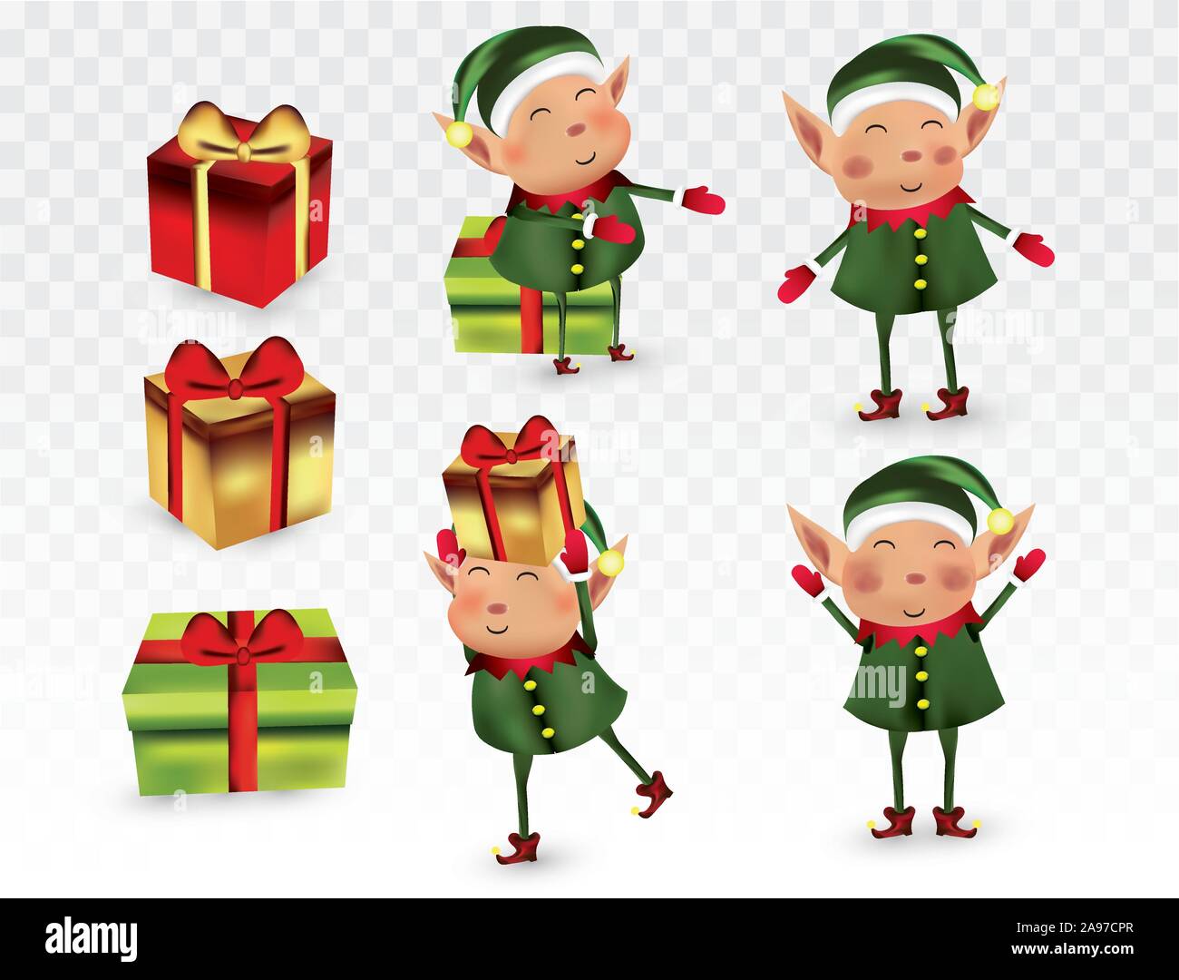 Collection of Christmas elves isolated on transparens background ...