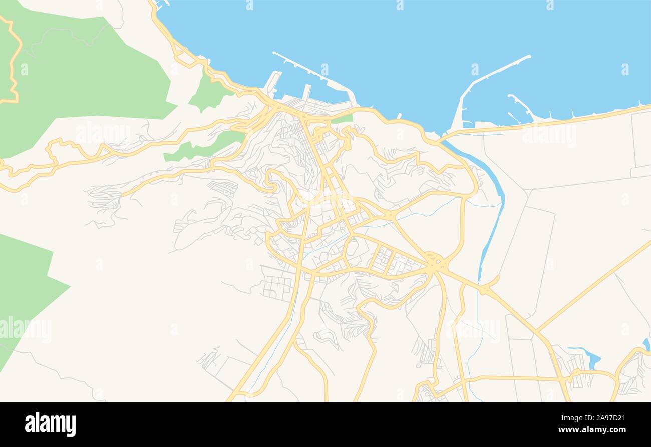 Printable street map of Skikda, Algeria. Map template for business use ...