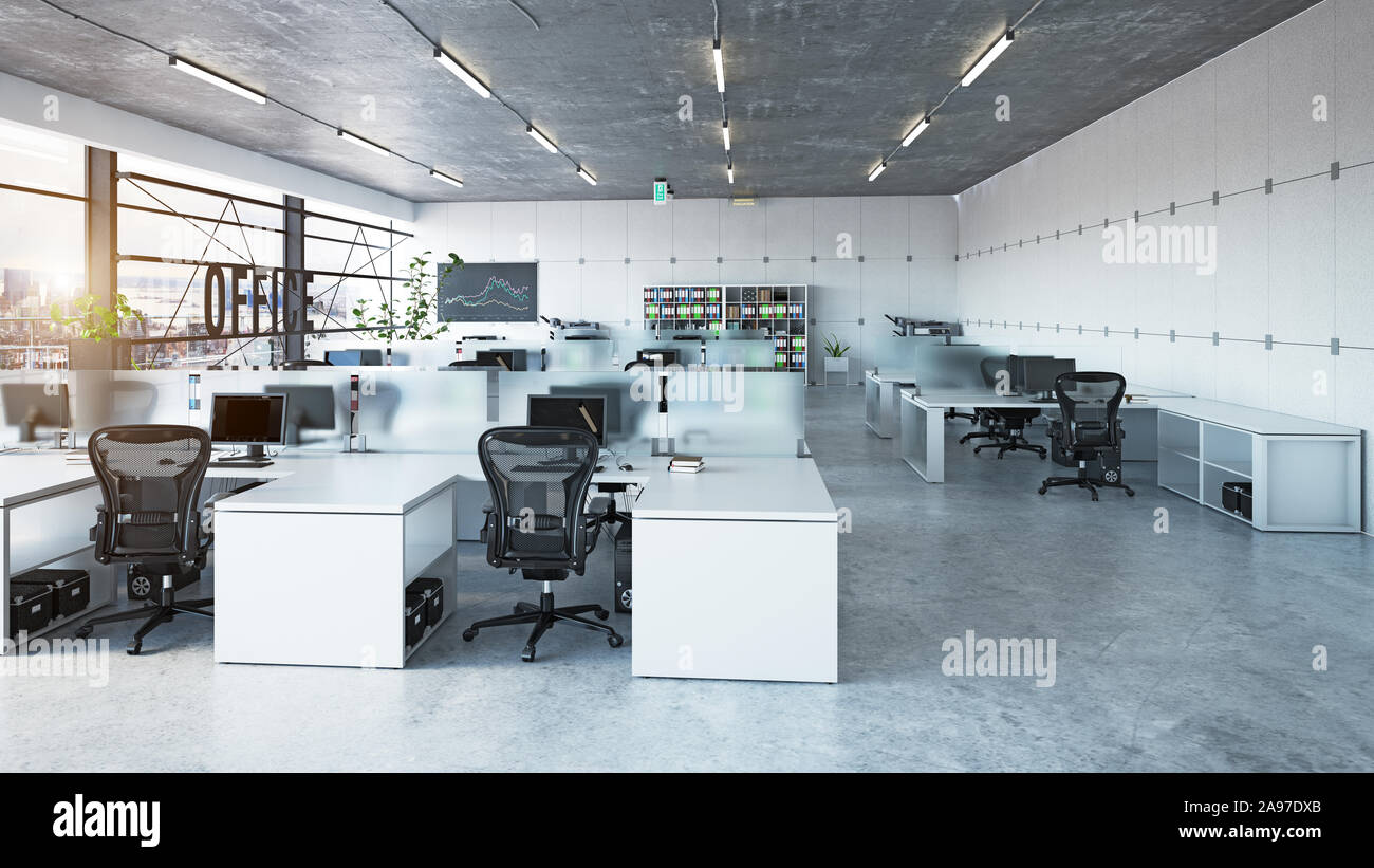 modern office interior, 3d rendering business concept design Stock ...