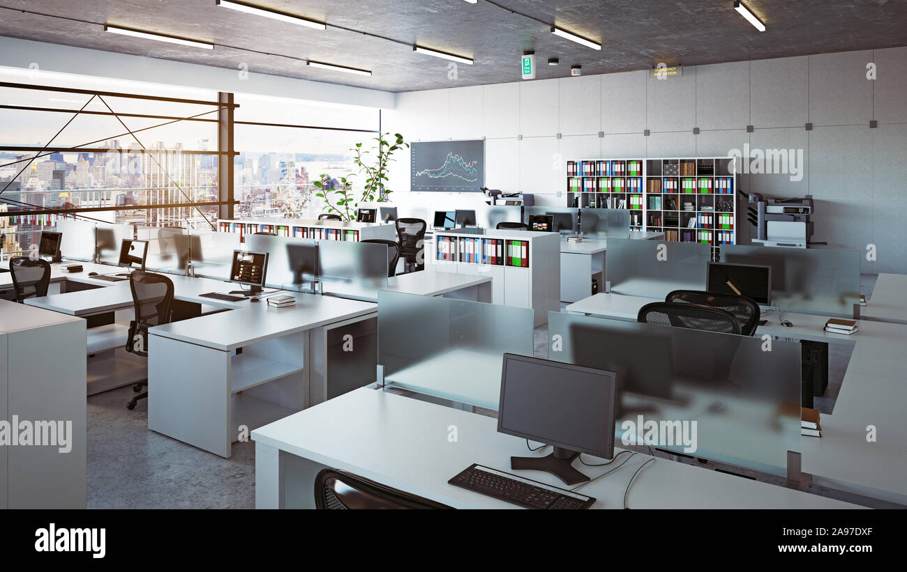 modern office interior, 3d rendering business concept design Stock ...