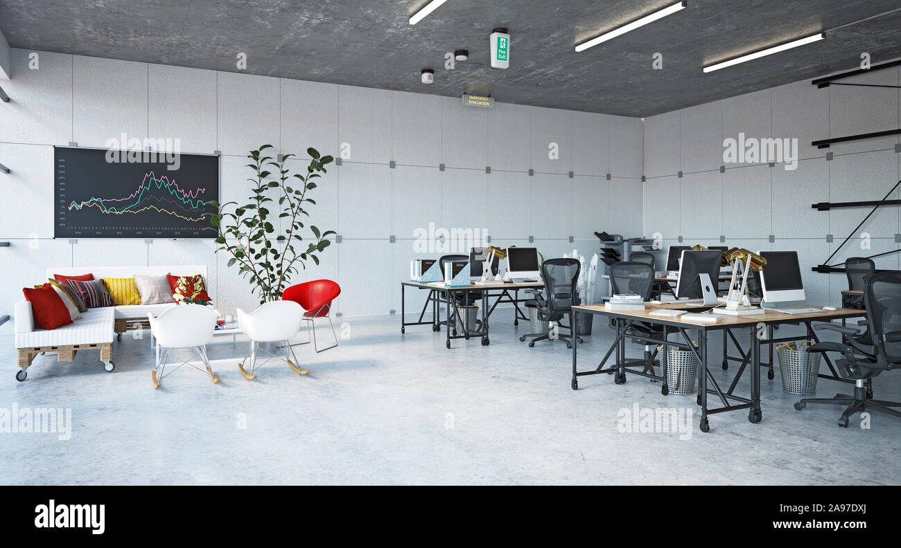 modern office interior, 3d rendering business concept design Stock ...