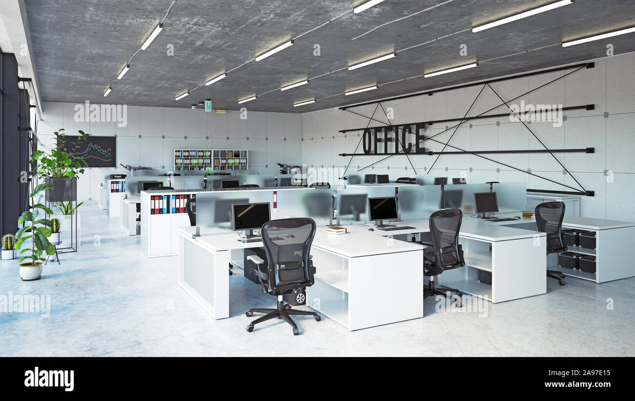 modern office interior, 3d rendering business concept design Stock ...