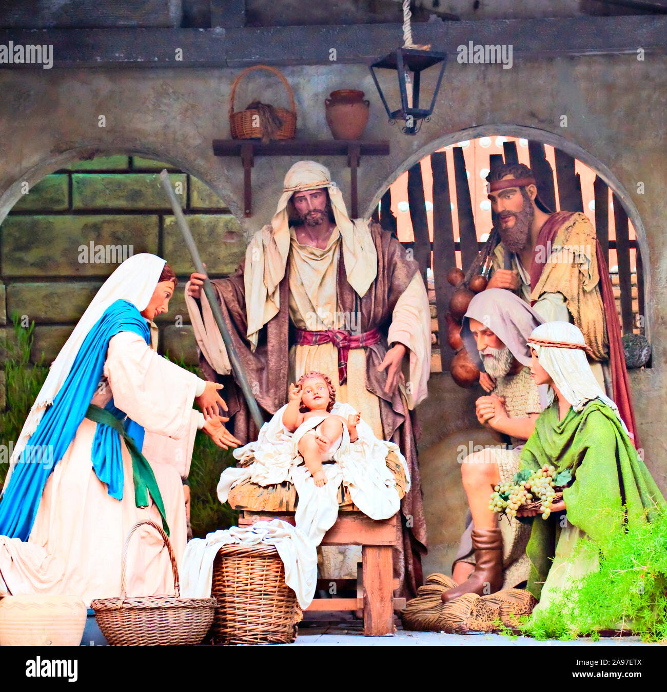 Jesus Christ Nativity Scene In Rome High Resolution Stock Photography ...