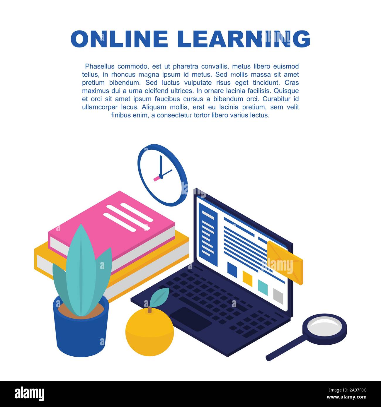 Online learning concept banner, isometric style Stock Vector Image ...