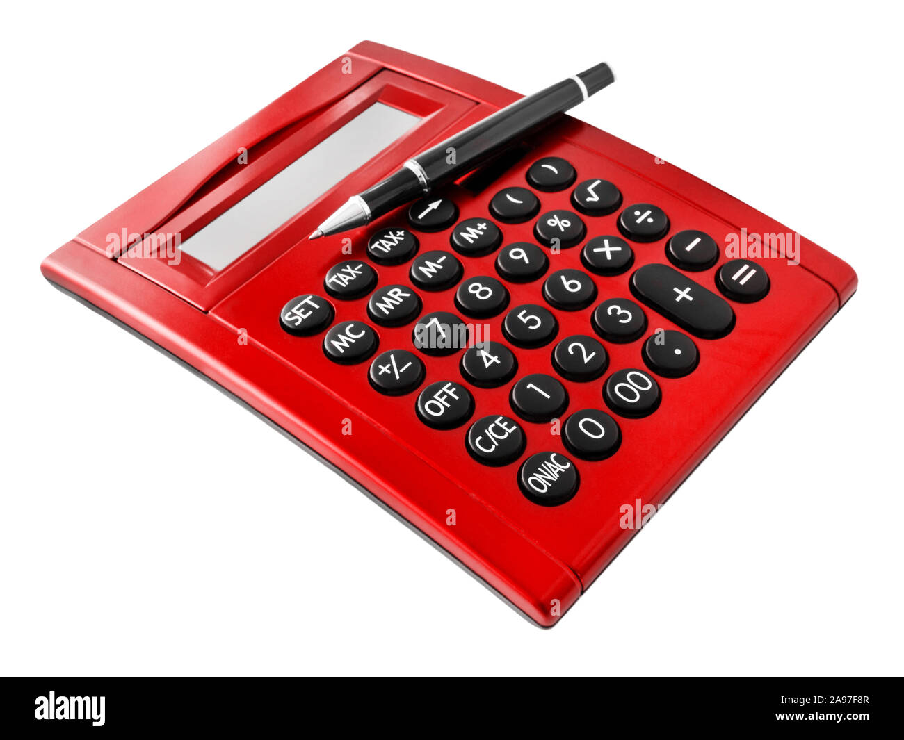 Calculator against white background Stock Photo - Alamy