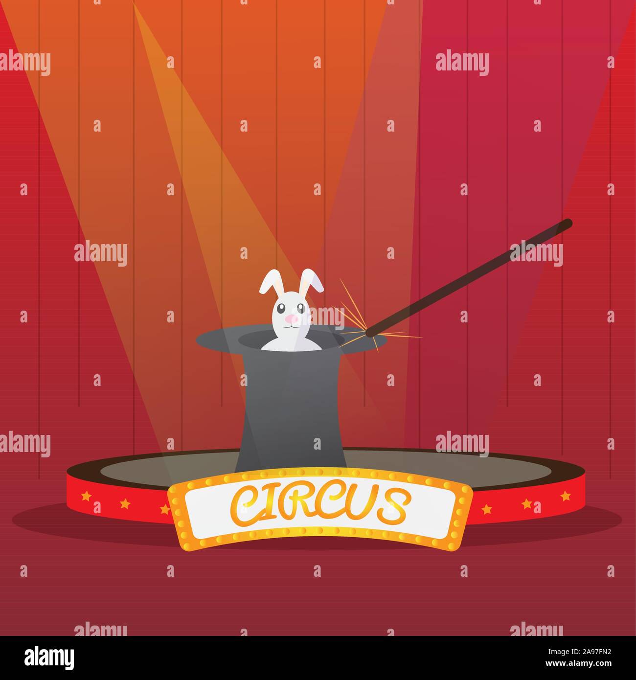Rabbit in the hat. Circus concept - Vector illustration Stock Vector ...