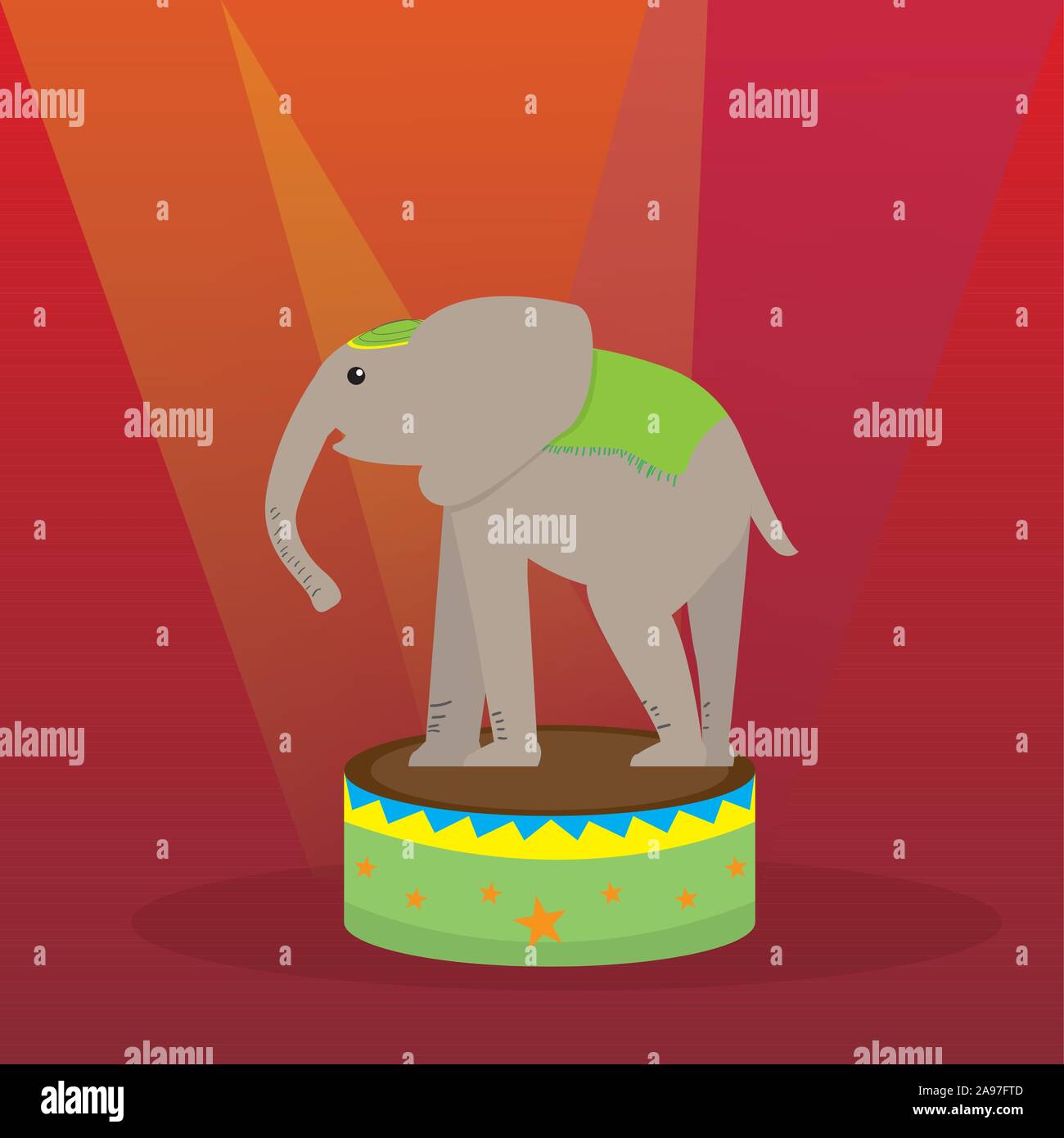 Elephant on stage. Circus concept - Vector illustration Stock Vector ...