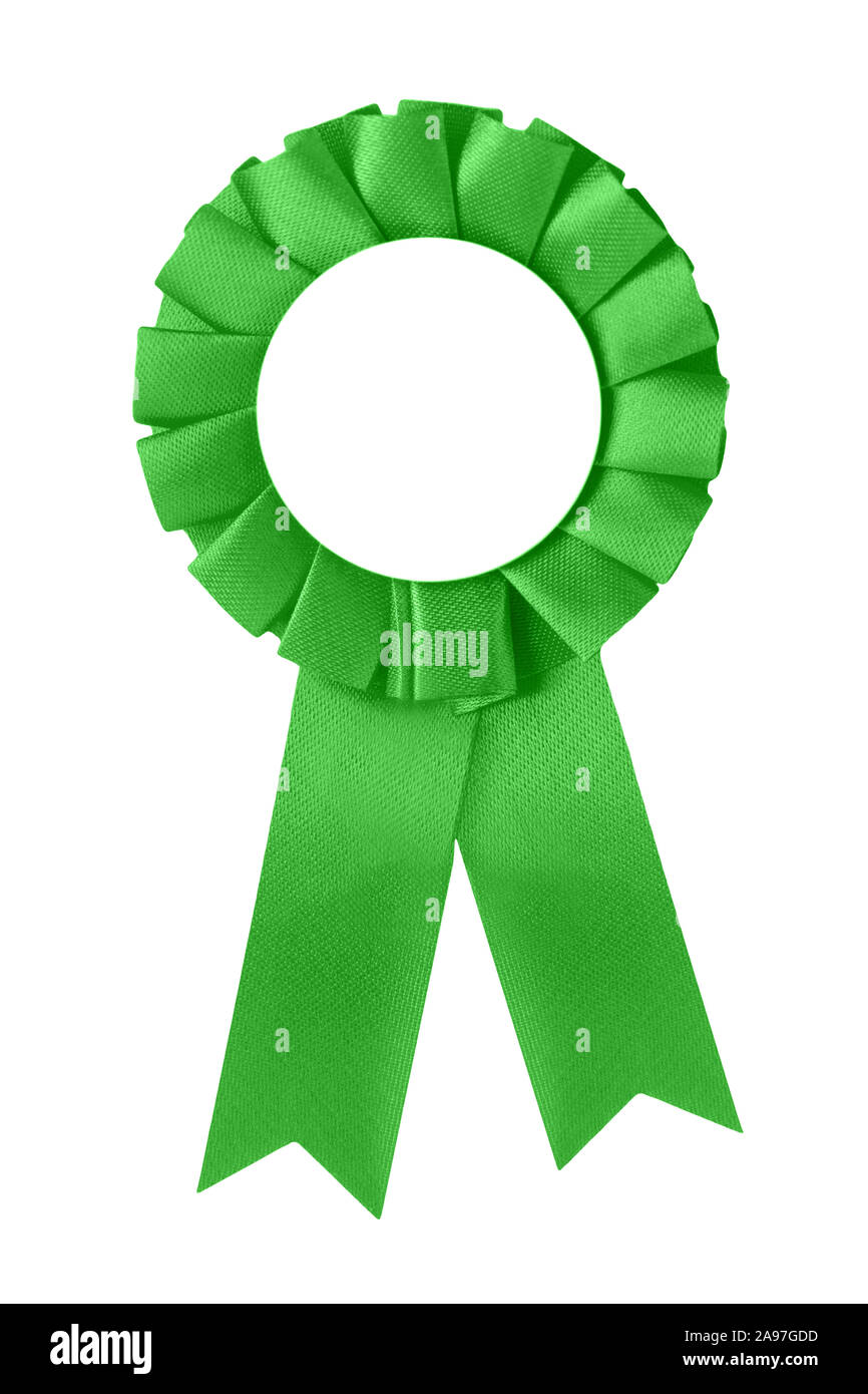 Green medal and ribbon isolated against white background Stock Photo ...