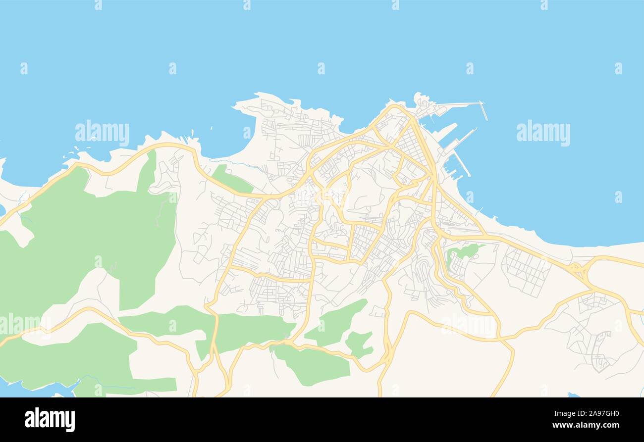Printable street map of Jijel, Algeria. Map template for business use ...