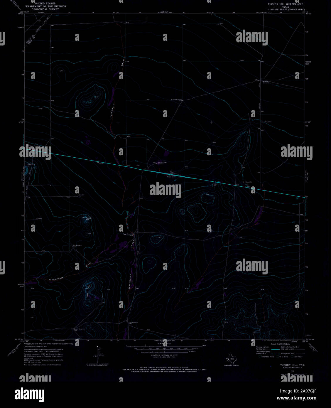 USGS TOPO Map Texas TX Tucker Hill 363030 1970 24000 Inverted Stock ...