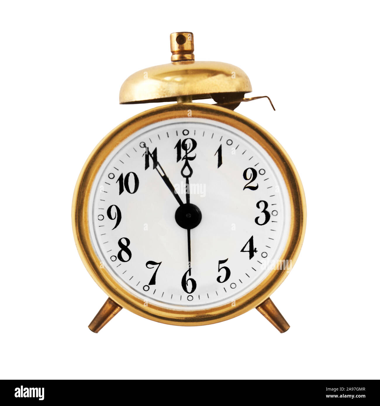 Alarm clocks five minutes to twelve Stock Photo - Alamy