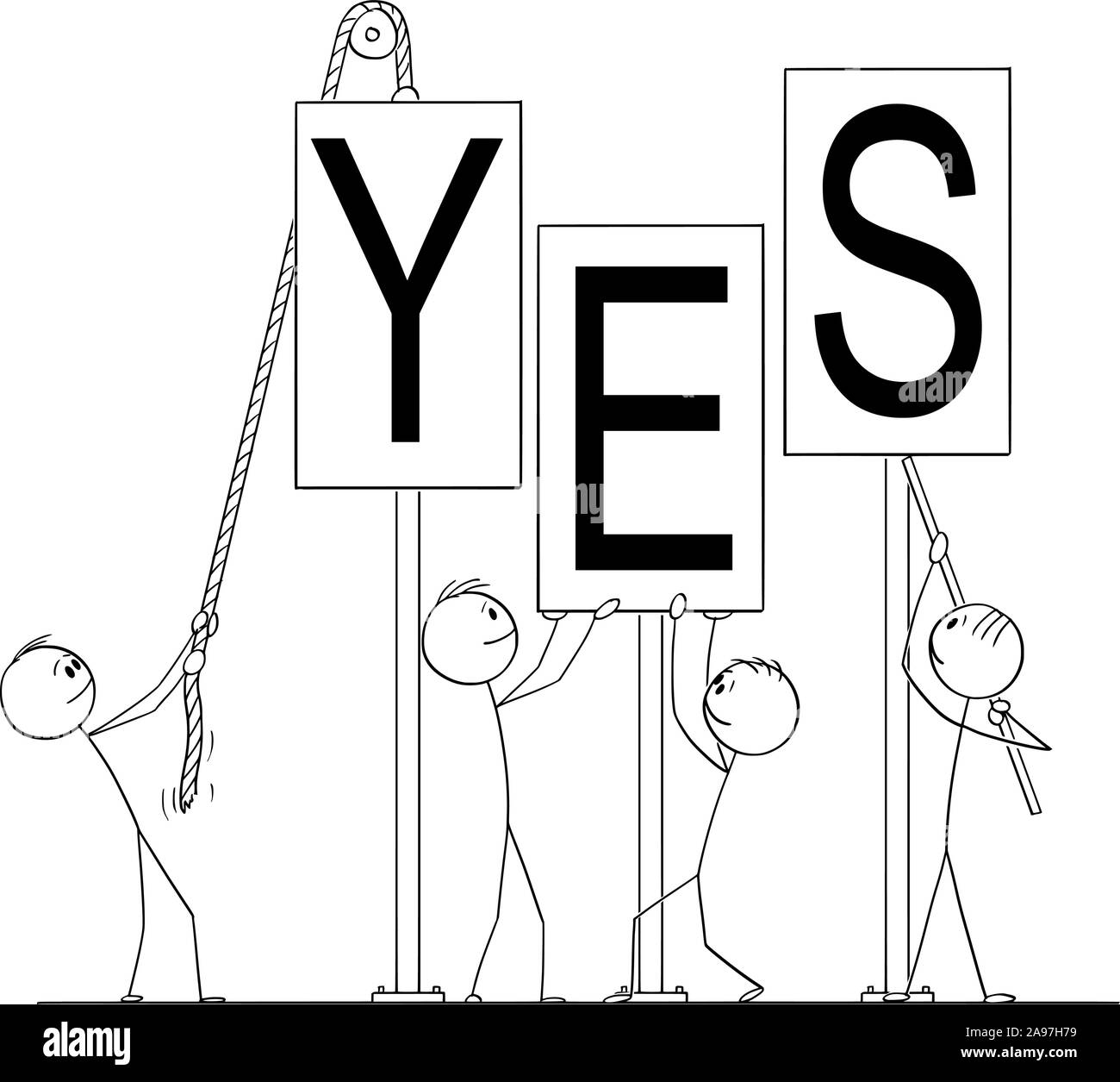 Vector Cartoon Stick Figure Drawing Conceptual Illustration Of Group Of