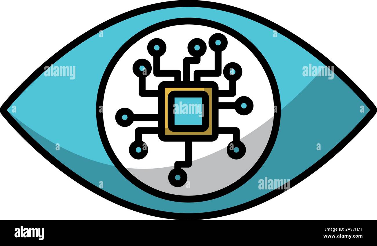 motherboard and eye icon design, Digital technology communication ...