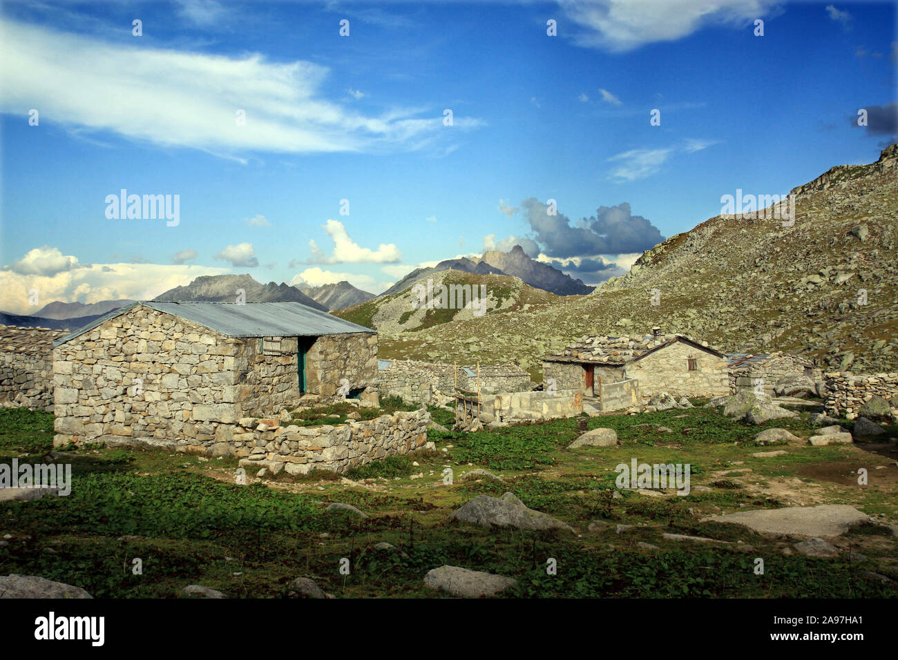traditional stone houses in Tobamzga Plateau on Eastern Black sea ...
