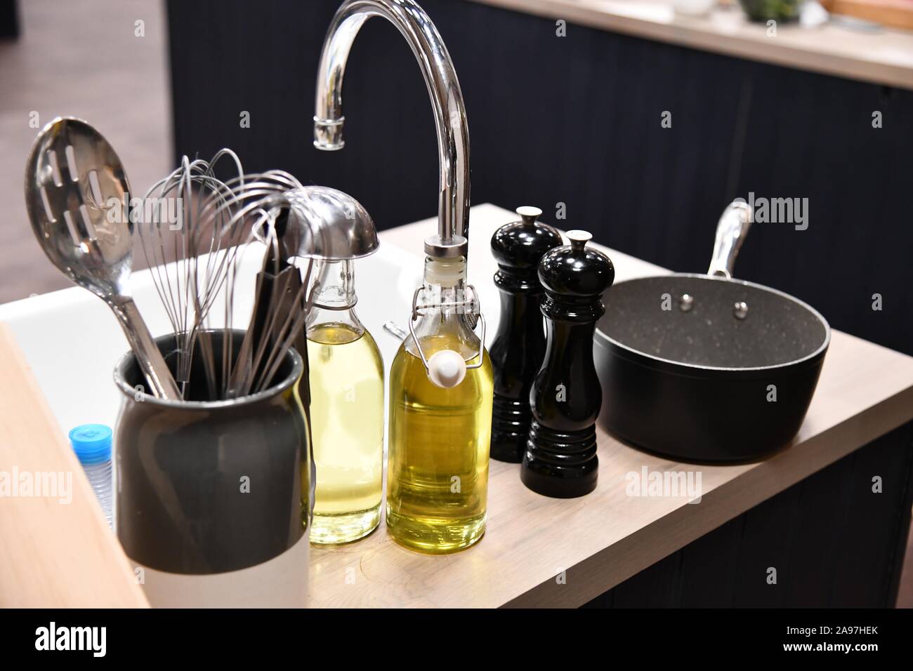 Kitchen utensils and containers Stock Photo - Alamy
