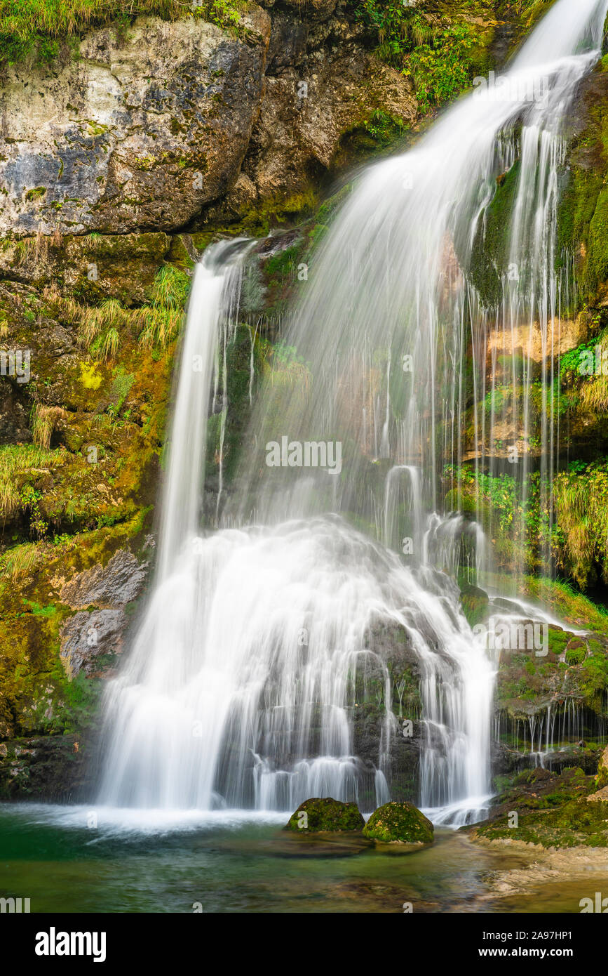 The Virje Waterfall near Bovec, Slovenia, Europe Stock Photo - Alamy