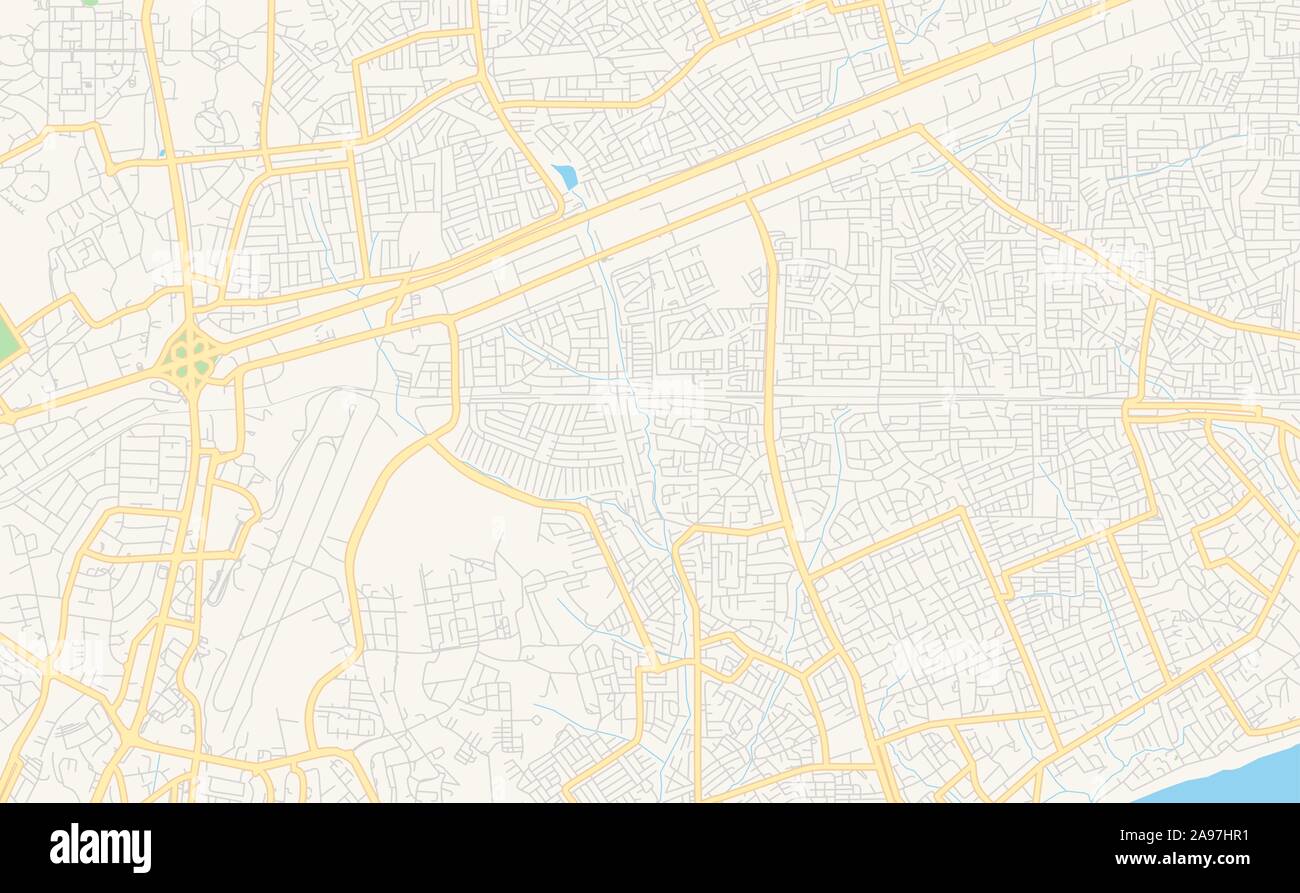 Printable street map of Teshi Old Town, Ghana. Map template for ...