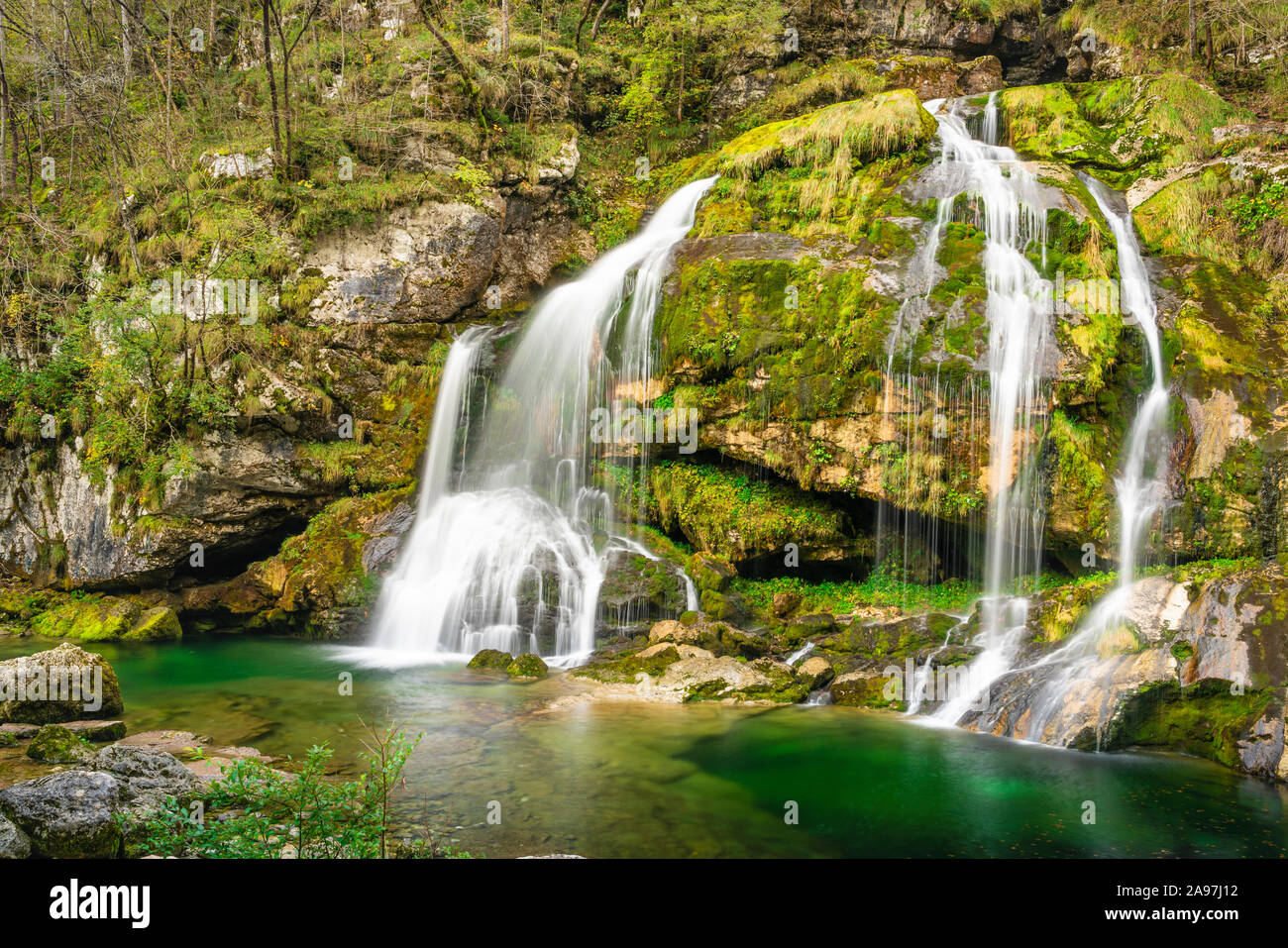 The Virje Waterfall near Bovec, Slovenia, Europe Stock Photo - Alamy