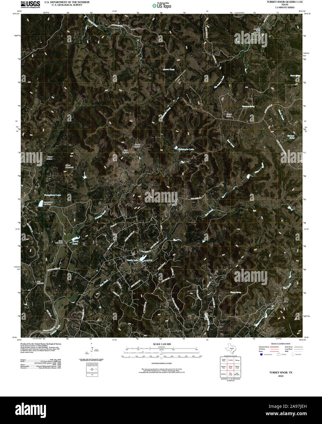 USGS TOPO Map Texas TX Turkey Knob 20100514 TM Stock Photo - Alamy