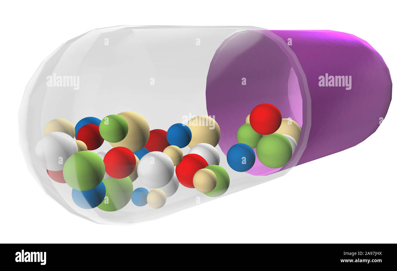 Retard capsules purple and transparent isolated on white background ...