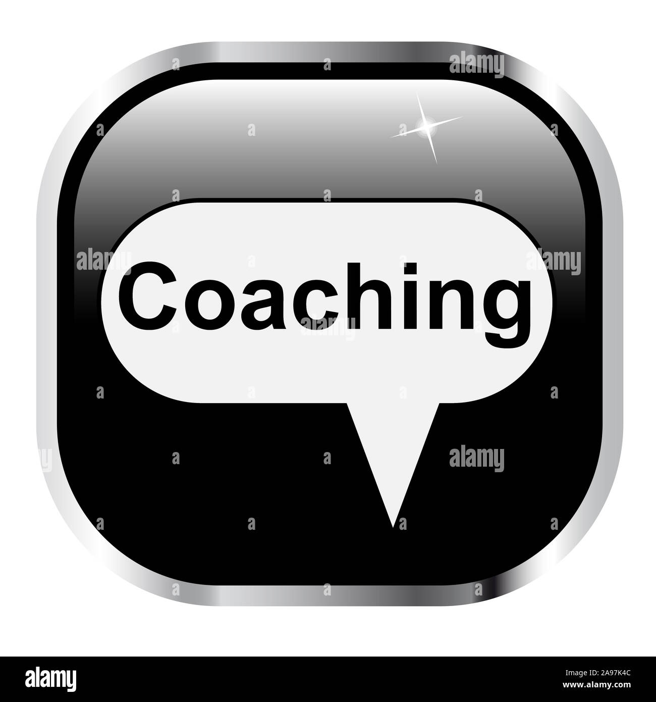 Symbol Coaching button on white background Stock Photo - Alamy