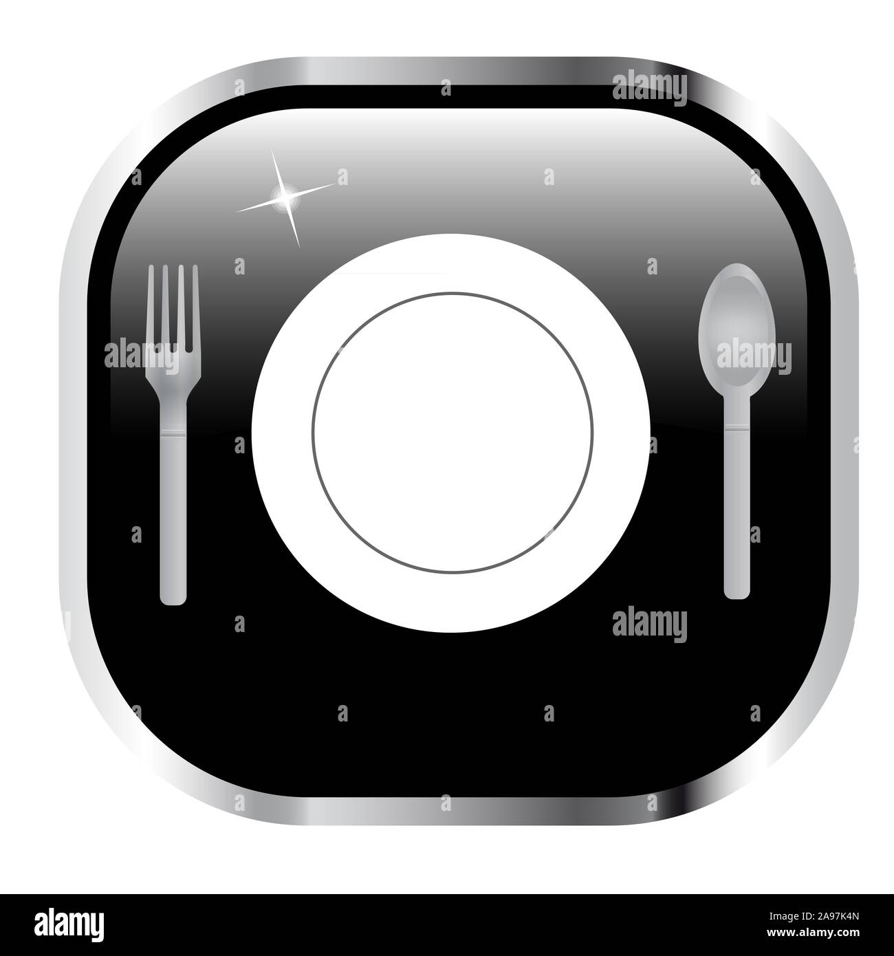 Symbol eating button on white background Stock Photo - Alamy