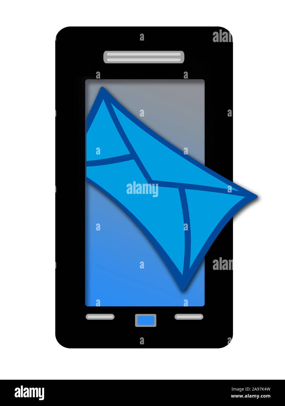 Email mobile phone on white background Stock Photo - Alamy