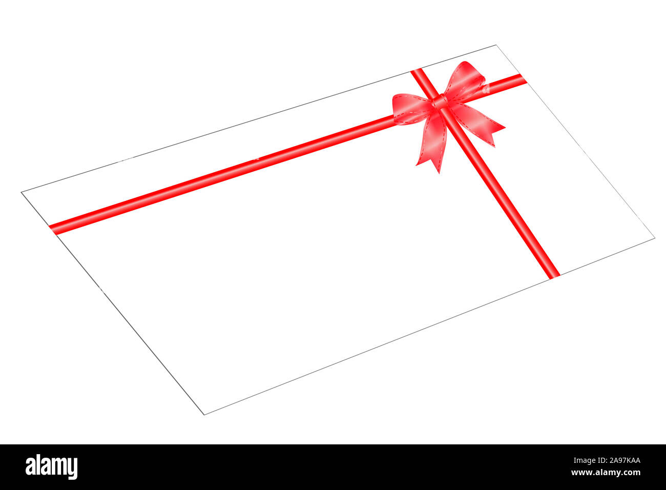 Envelope with red ribbon frame on white background Stock Photo - Alamy