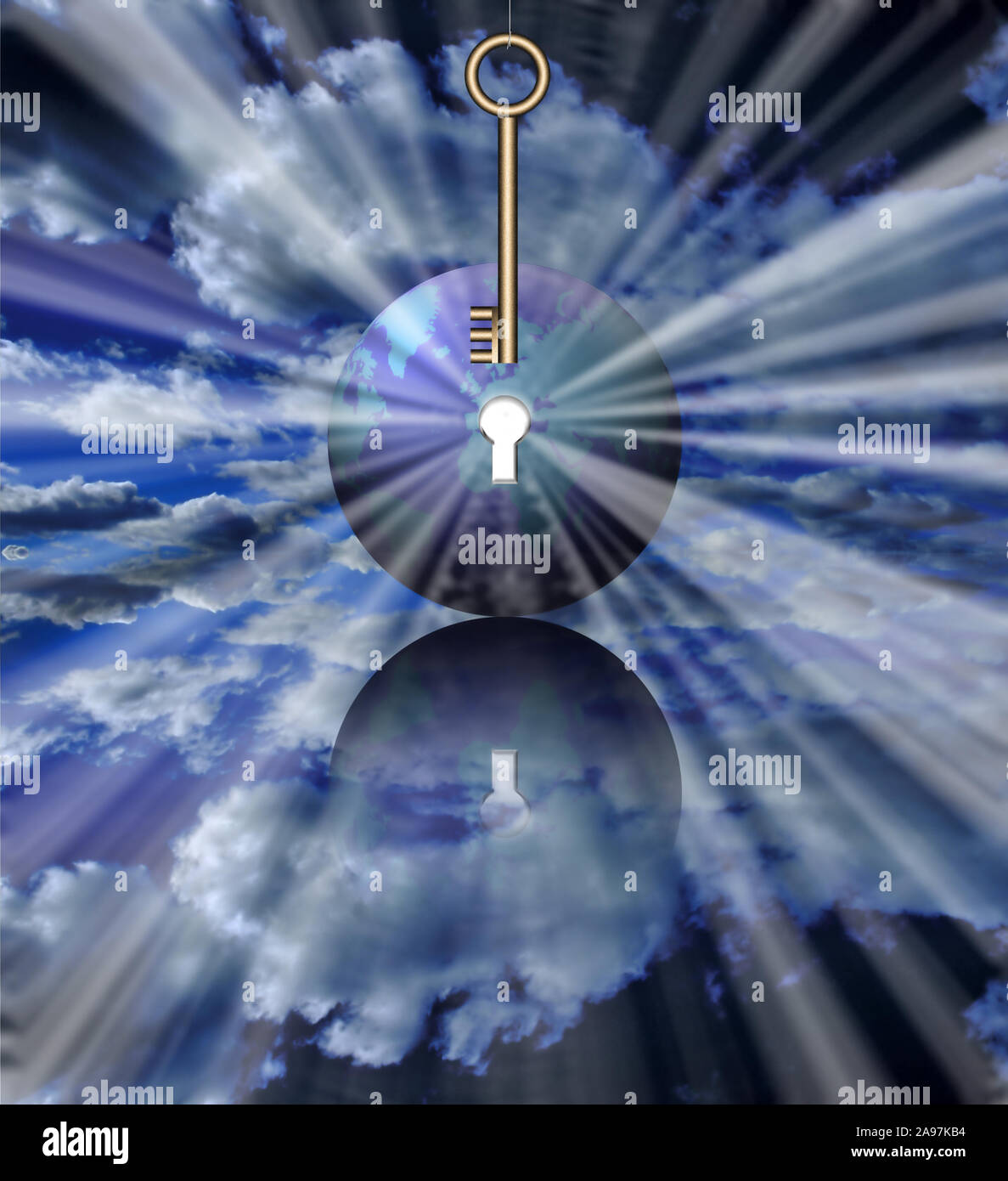 Gold key globe hi-res stock photography and images - Alamy