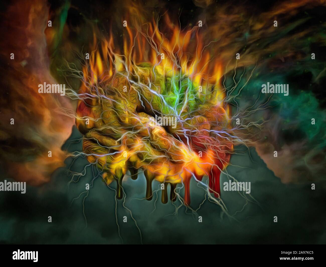 Colorful digital painting. Burning mind Stock Photo - Alamy
