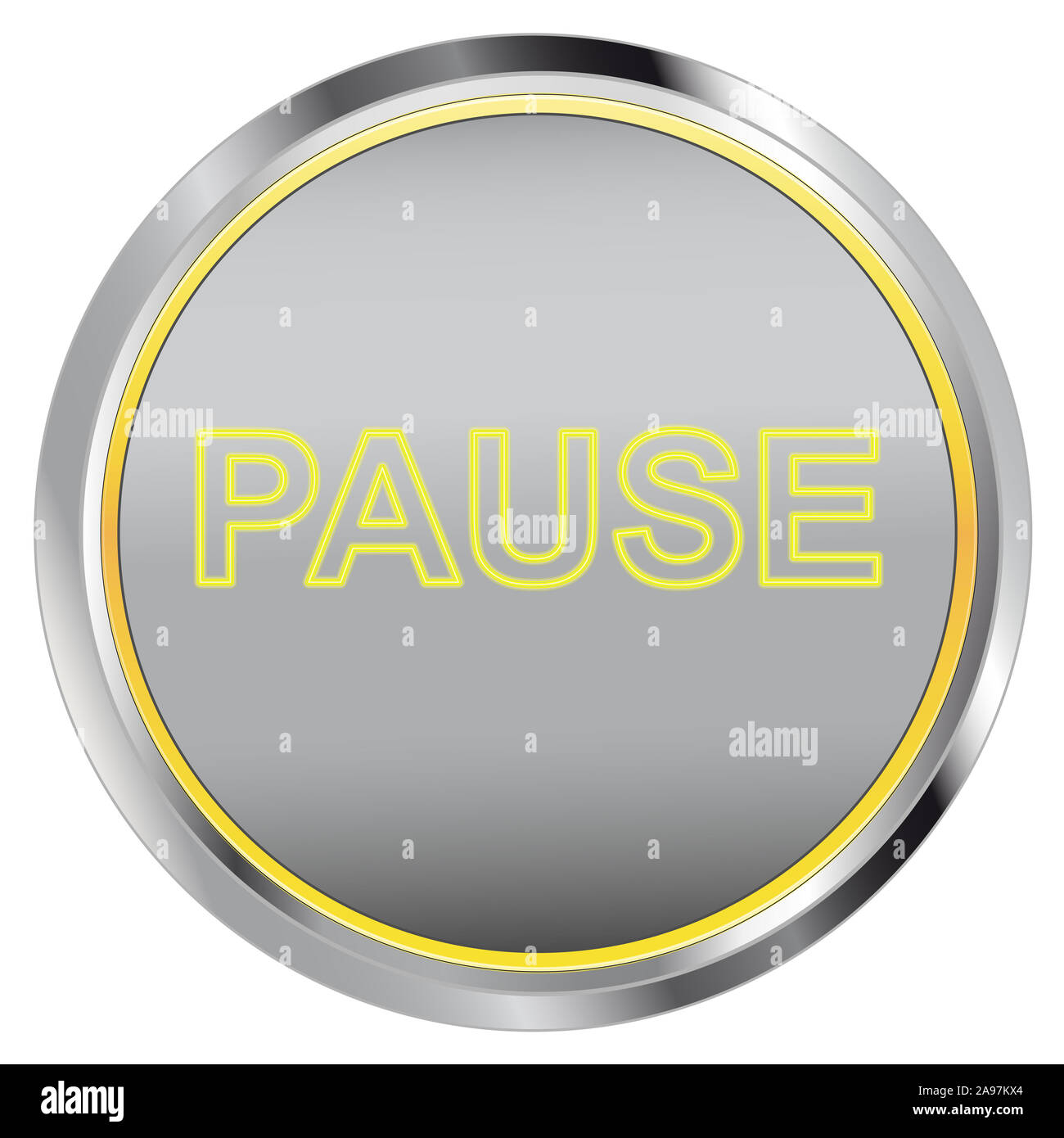 Button Pause on white background Stock Photo - Alamy