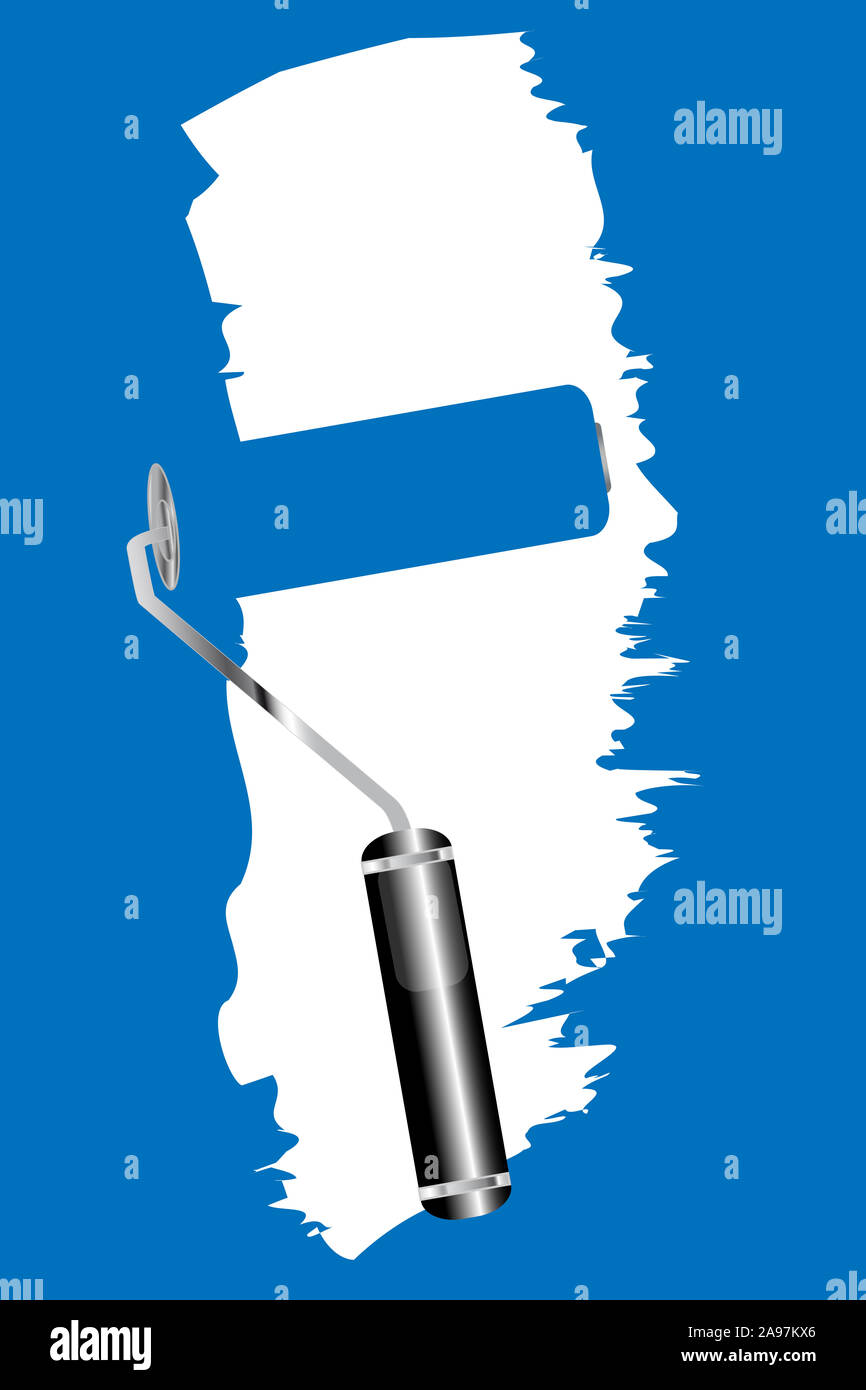 Color roll light blue on white background Stock Photo - Alamy