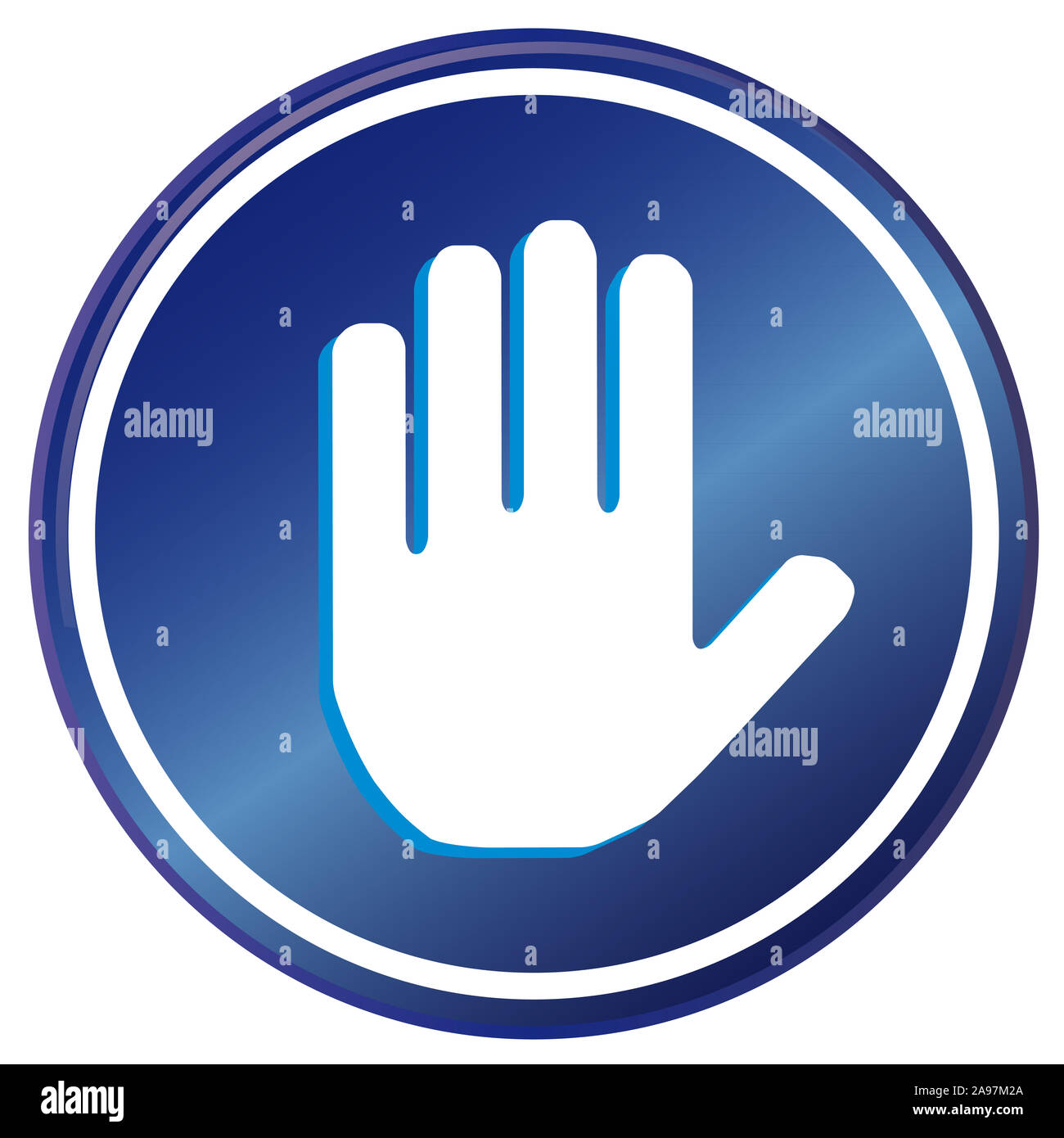 Shield hand stop button on white background Stock Photo - Alamy