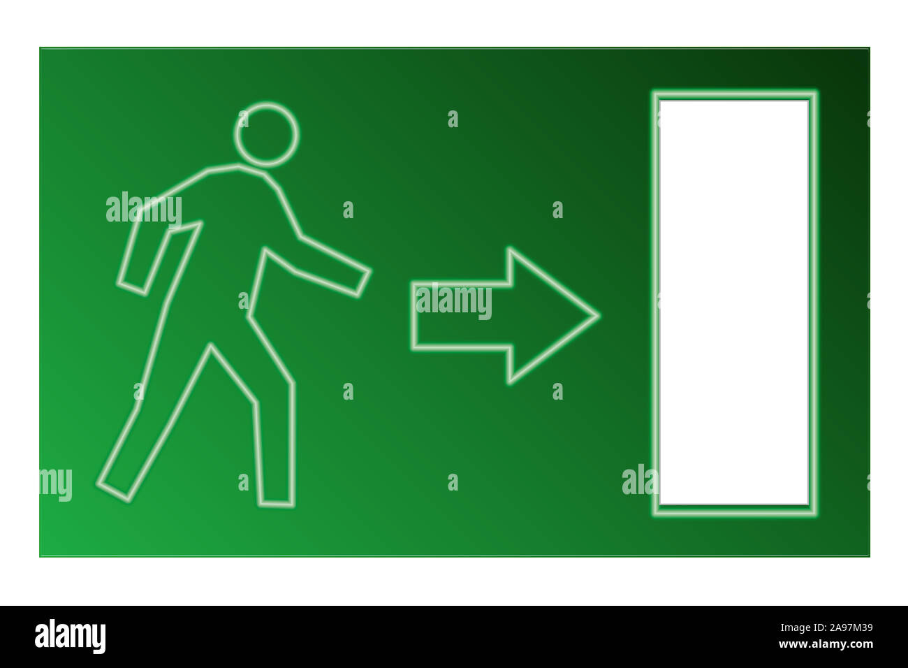 Escape route right on white background Stock Photo - Alamy