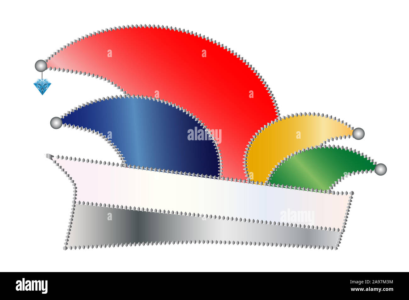 Colourful carnival fool cap on white background Stock Photo - Alamy