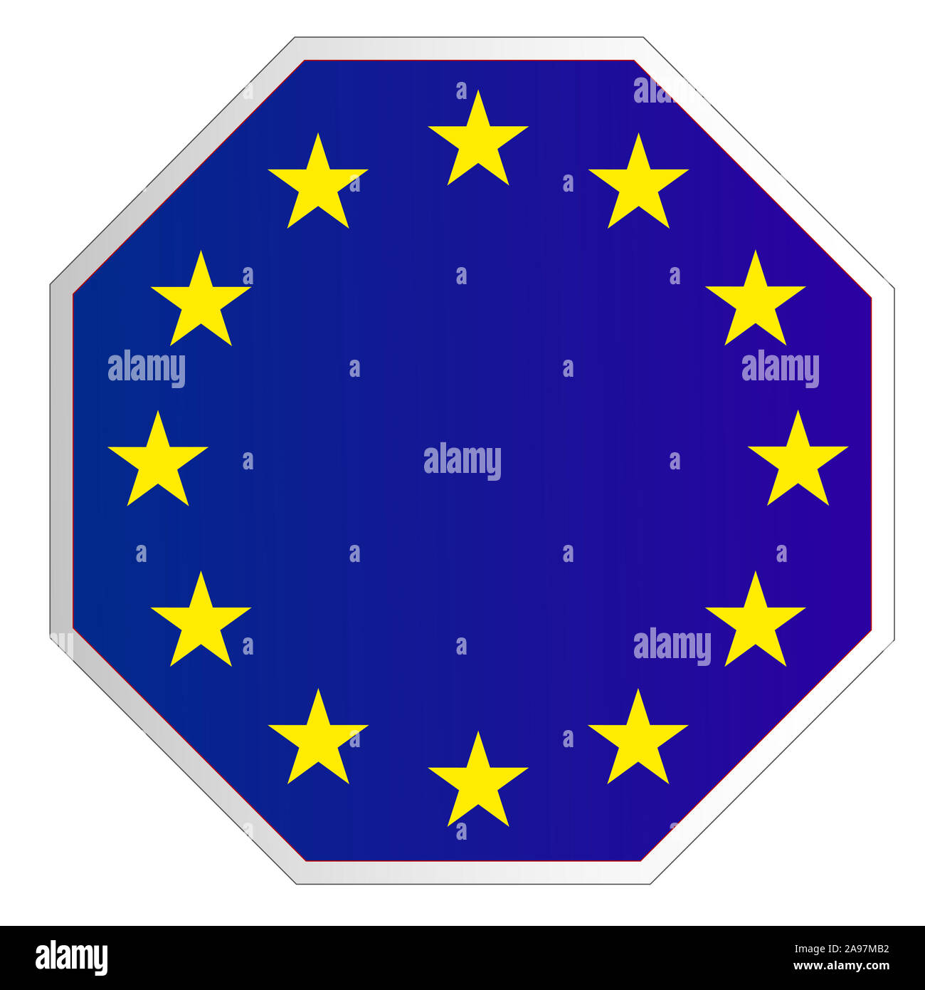Stop sign EU on white background Stock Photo - Alamy