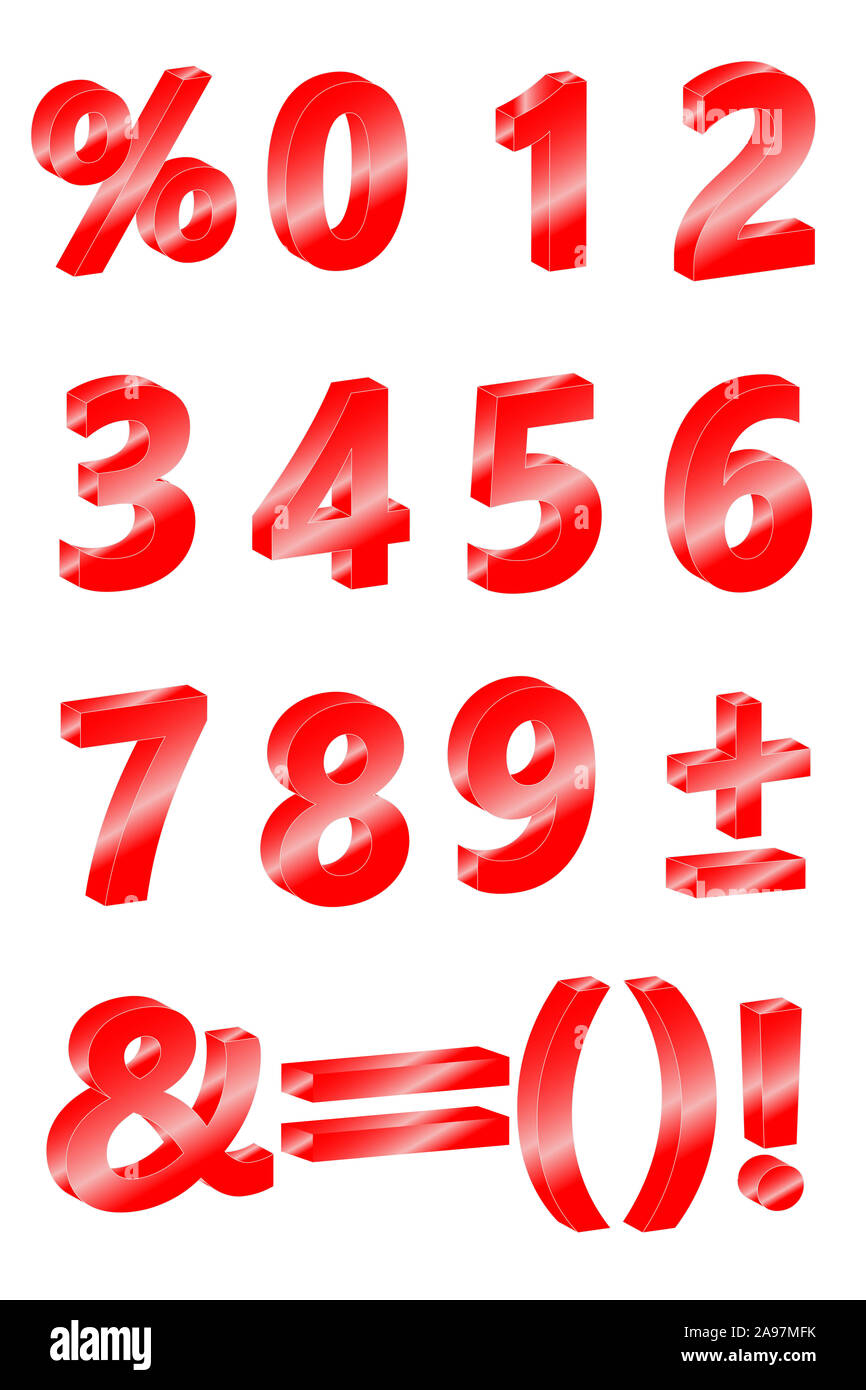 Set 3D numbers sign on white background Stock Photo - Alamy