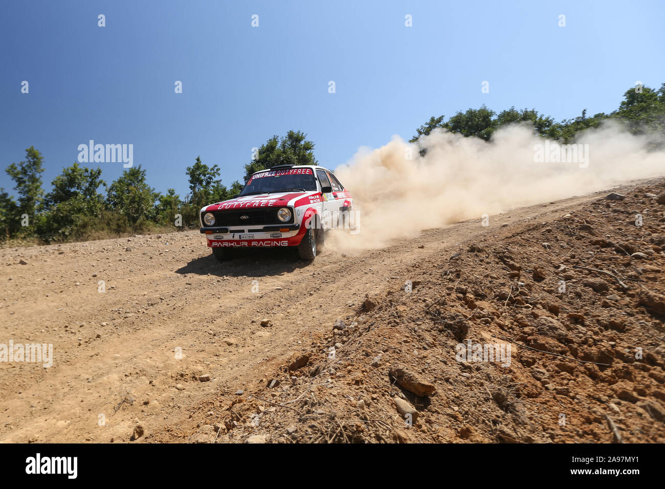 ISTANBUL, TURKEY - JULY 07, 2019: Engin Kap drives Ford Escord MK of ...