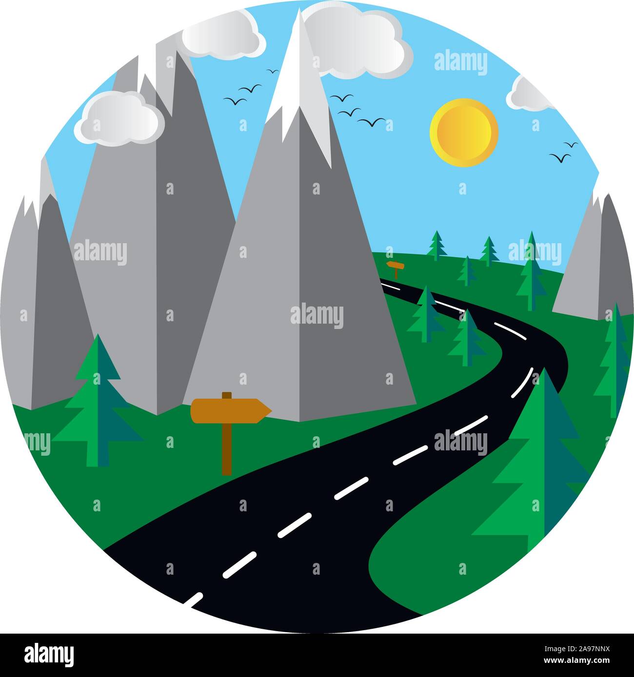 Car road hill drive view highway Cut Out Stock Images & Pictures - Alamy