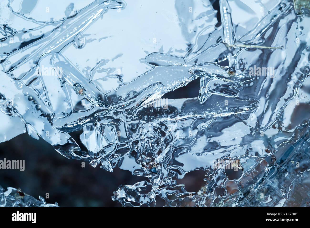Abstract blue ice surface texture, close-up natural background photo ...