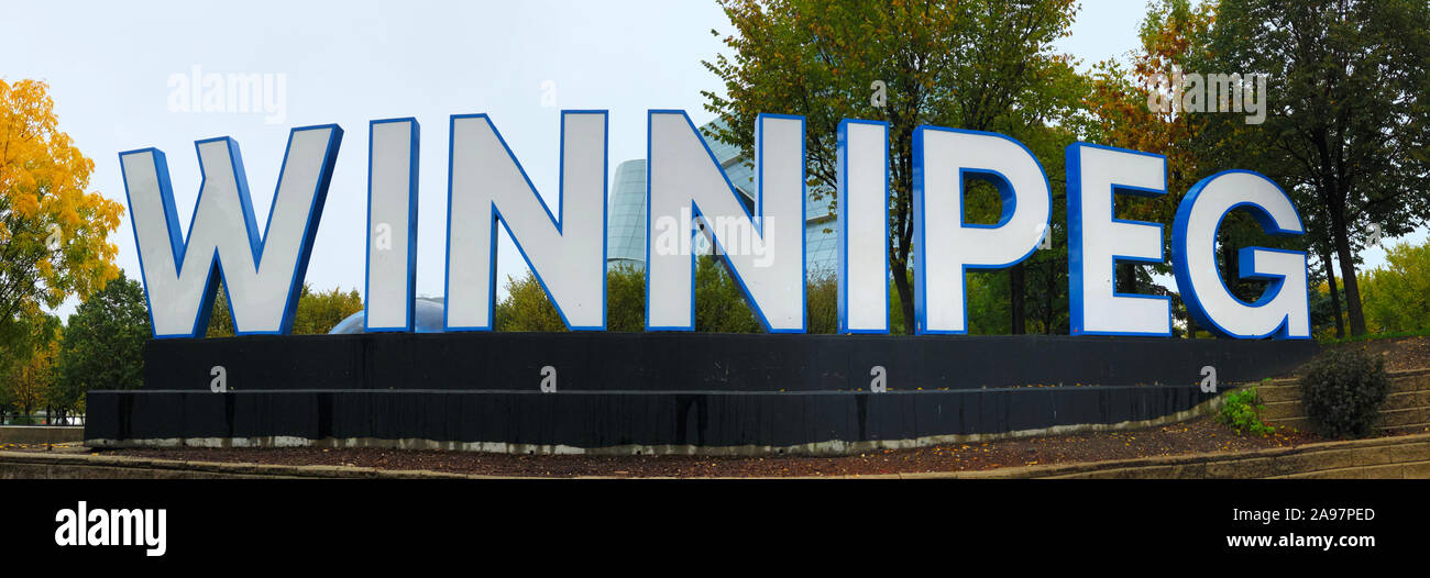 A Panorama of Winnipeg, Canada sign Stock Photo - Alamy