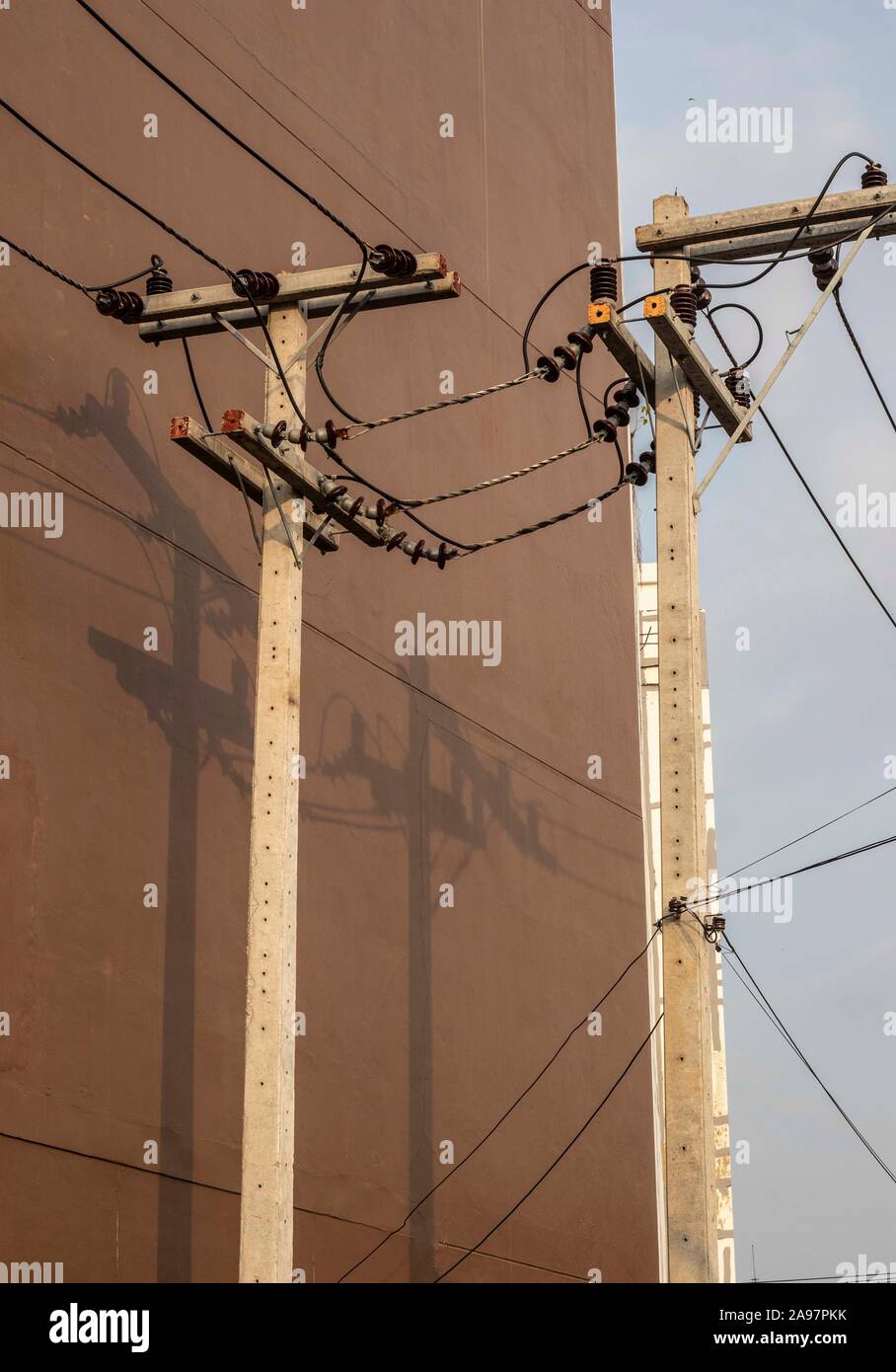 Two electric poles Stock Photo - Alamy
