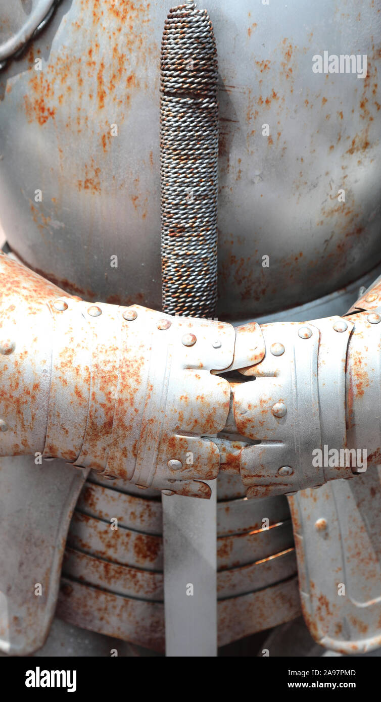 rusty steel armor of a medieval knight Stock Photo - Alamy