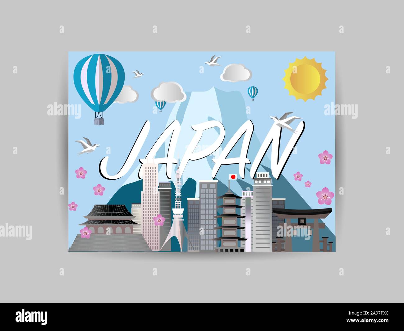 Japan country city skyline, craft vector illustration. Colorful art ...