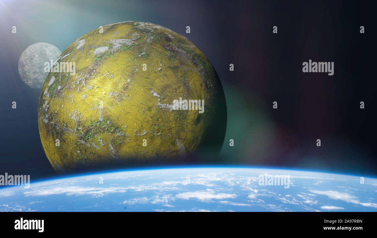 alien moon with surface life in orbit of a super-Earth class exoplanet ...