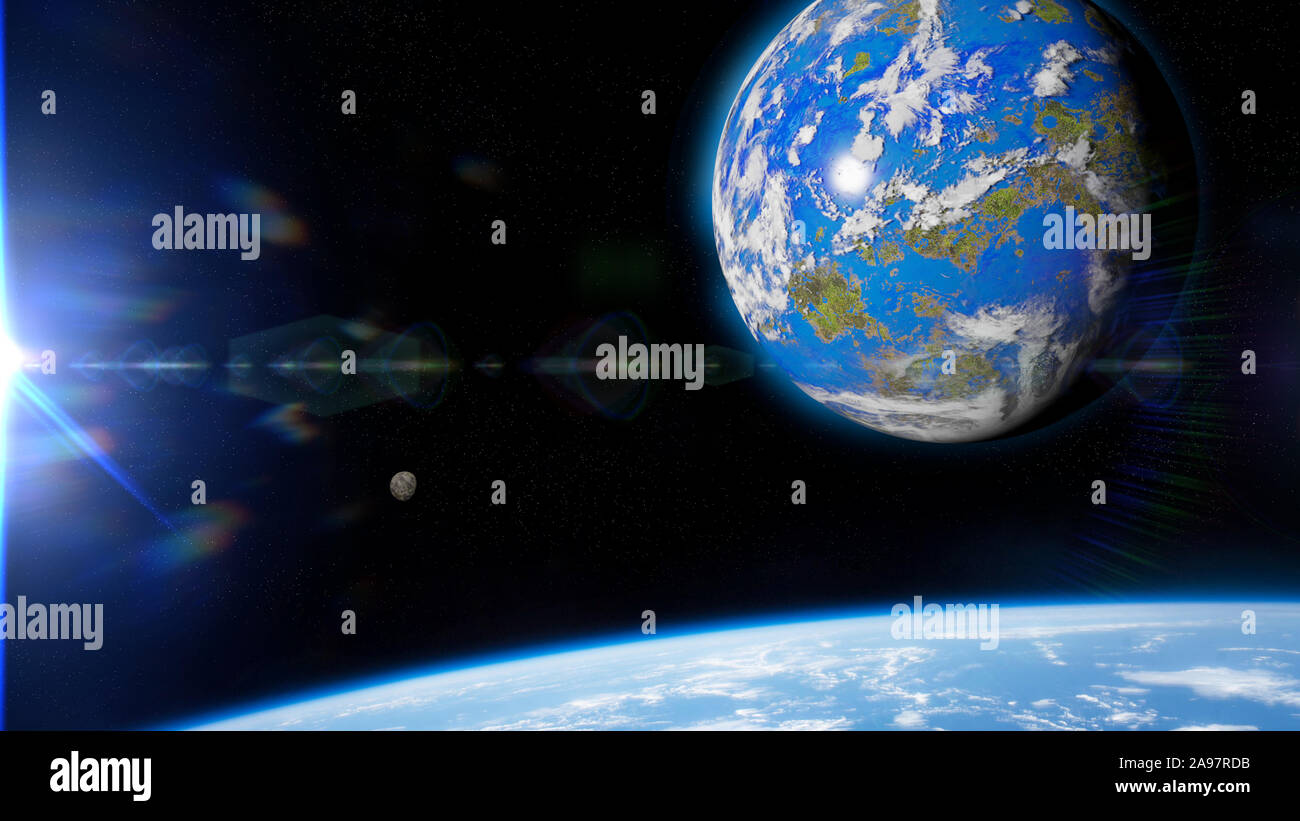 alien moon with surface life in orbit of a super-Earth class exoplanet ...